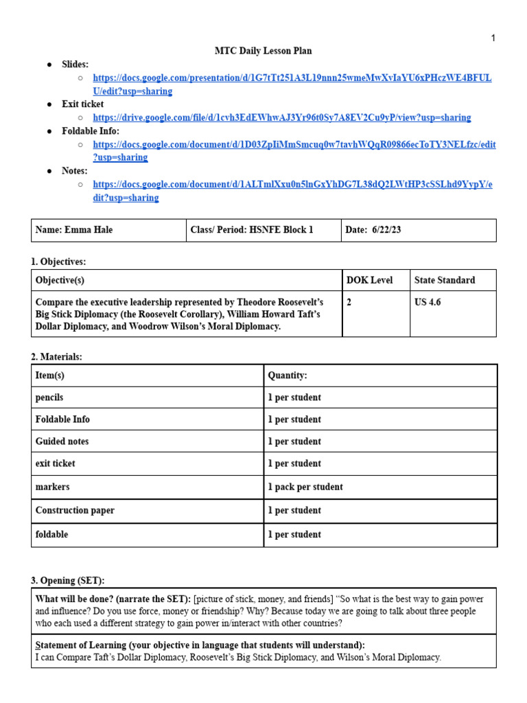 tr taft wilson foreign lesson plan 2 | PDF | Differentiated Instruction