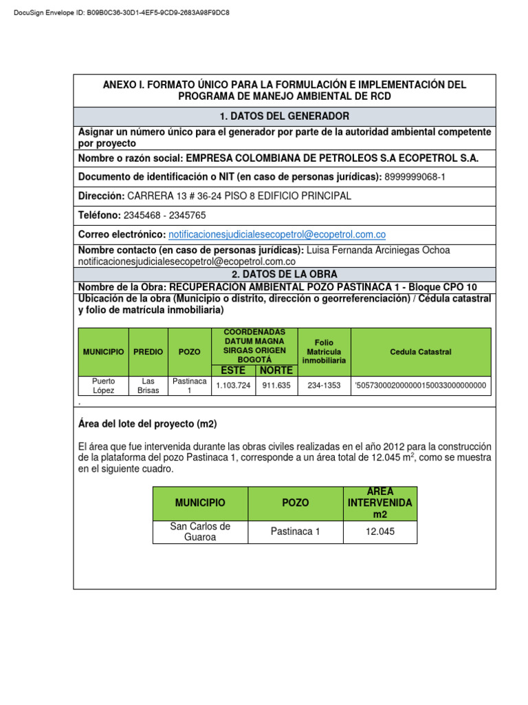 ANEXO - I - Programa - Manejo - Ambiental - RCD - Pastinaca - 1 - VF REV VIJ 29MAR23 | PDF ...