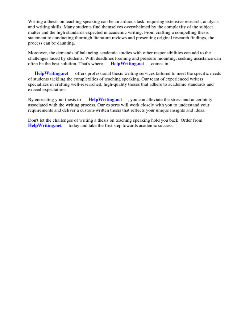 Teaching Speaking Thesis PDF | Download Free PDF | Learning | Second Language Acquisition