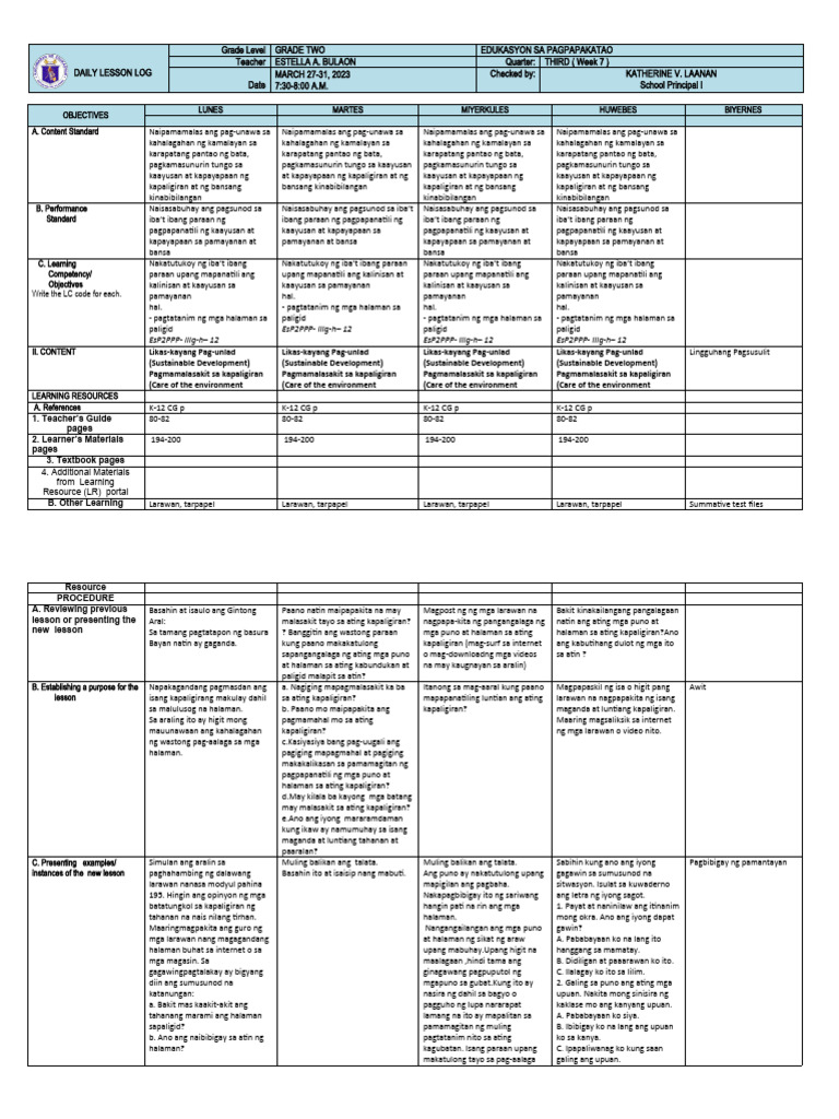 Esp 2 q3 Week 7 DLL | PDF