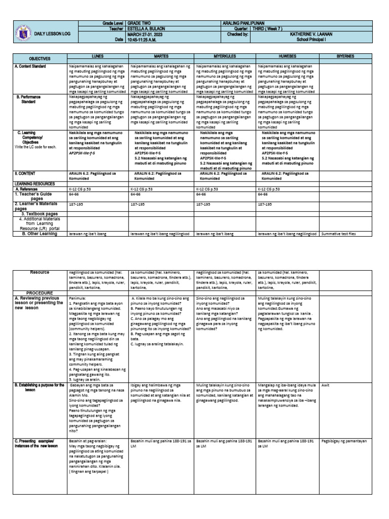 AP 2 q3 Week 7 DLL | PDF