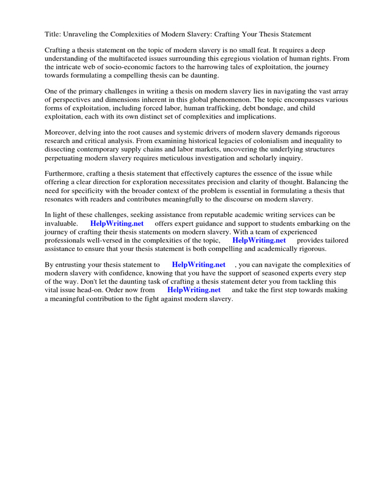 Modern Slavery Thesis Statement | PDF | Atlantic Slave Trade | Abolitionism