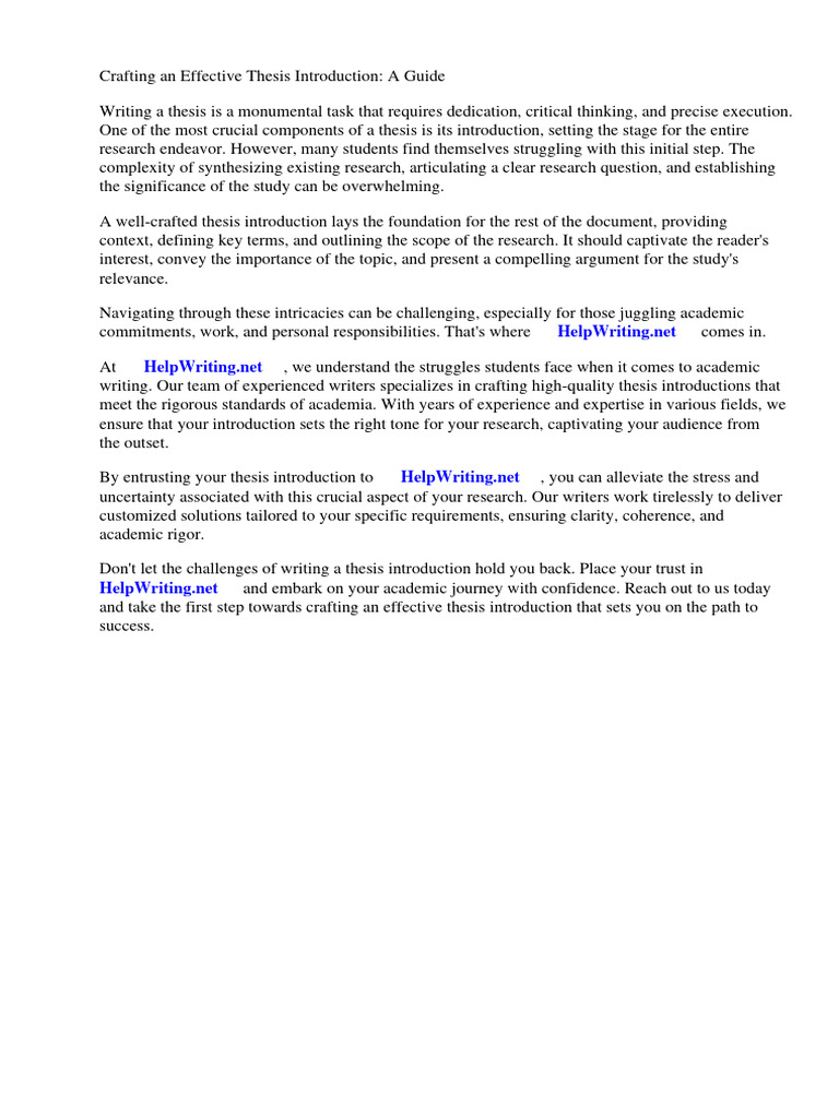 Writing An Effective Thesis Introduction Download Free Pdf Thesis