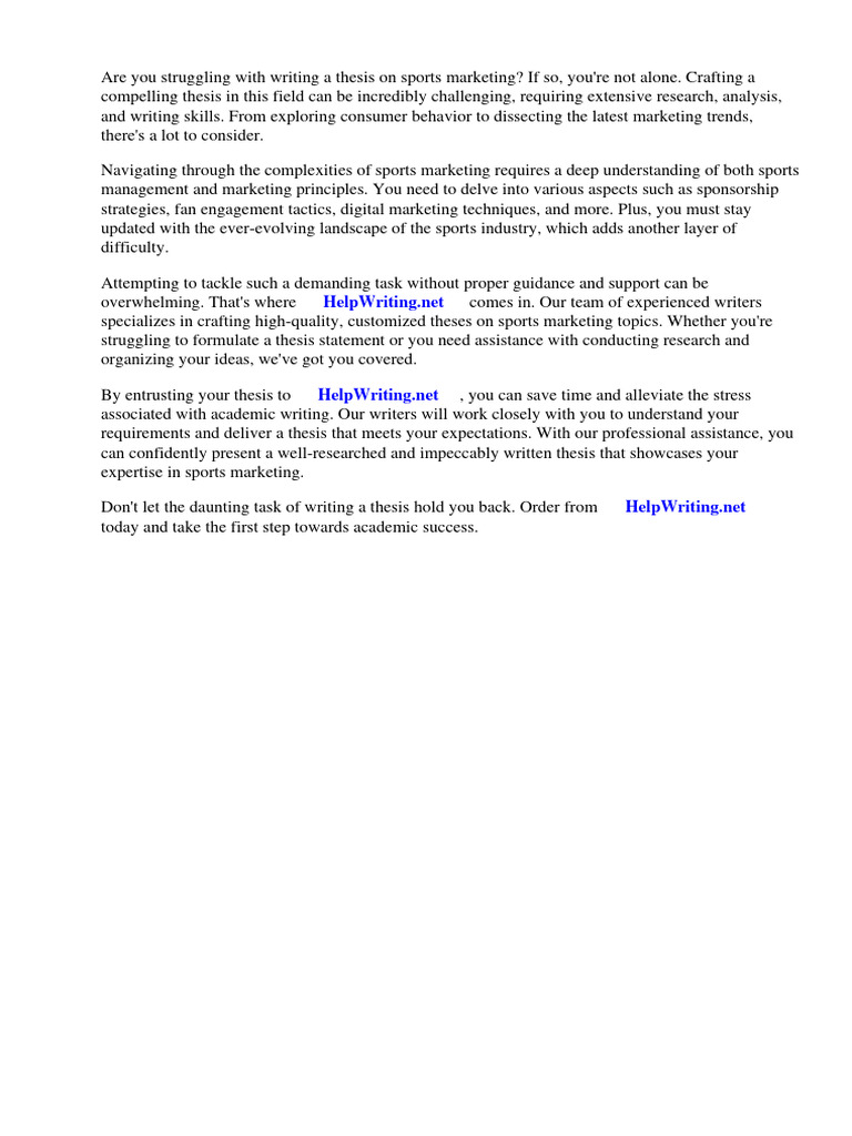 Sports Marketing Thesis Statement | PDF | Marketing | Methodology