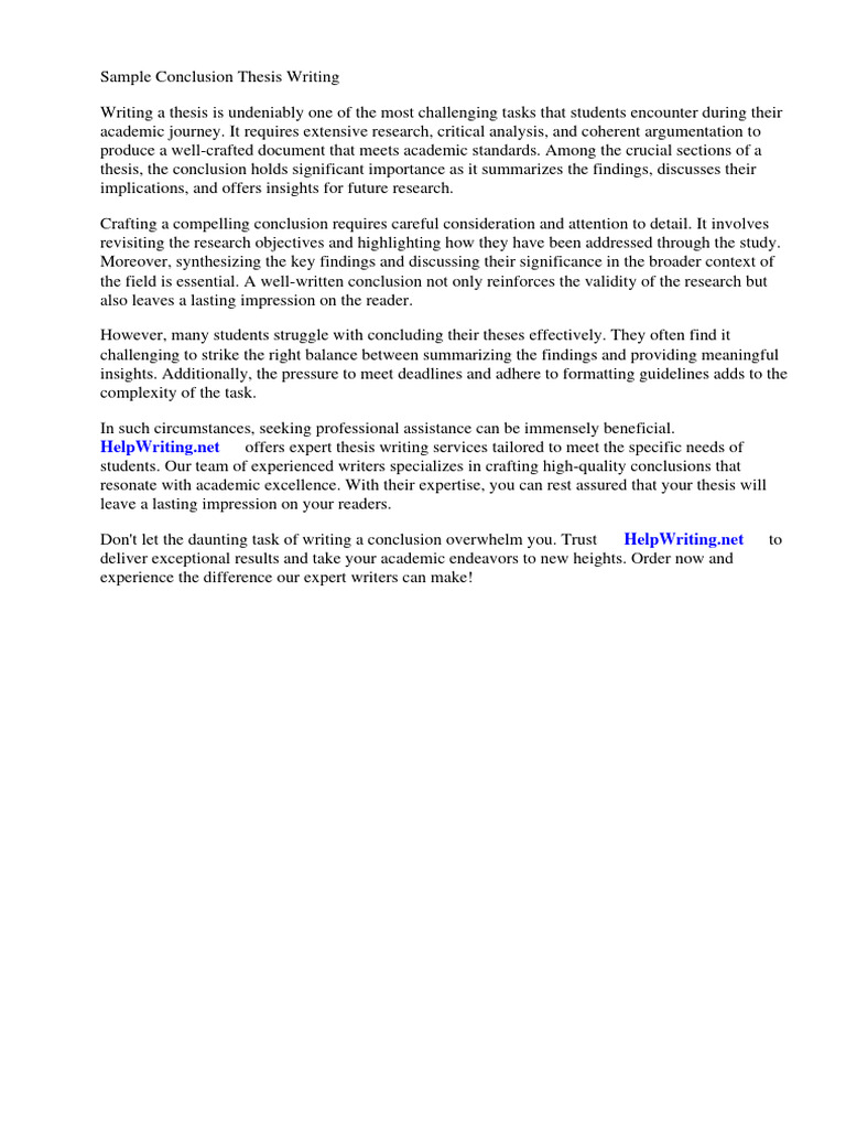 Sample Conclusion Thesis Writing | PDF | Essays | Academic Publishing