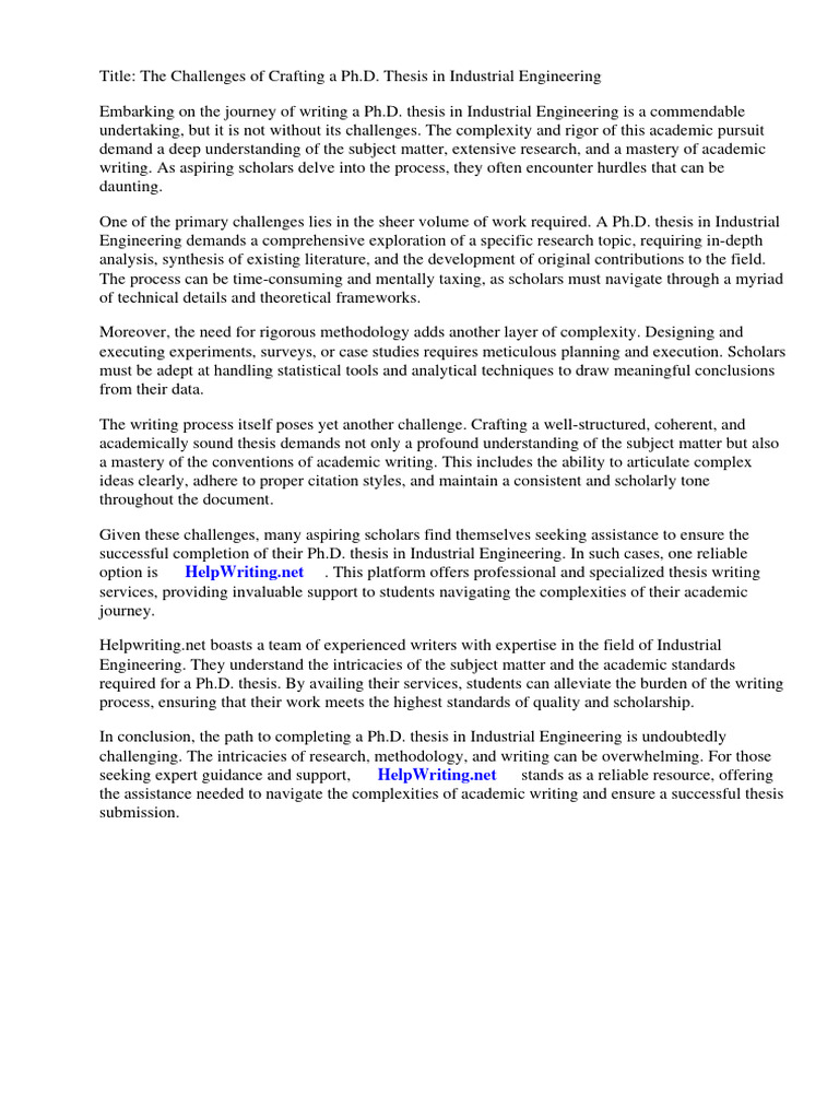 PHD Thesis Industrial Engineering | PDF | Thesis | Engineering