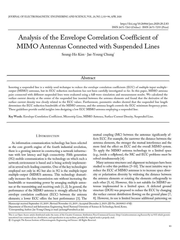 Analysis Of The Envelope Correlation Coefficient O Pdf Antenna