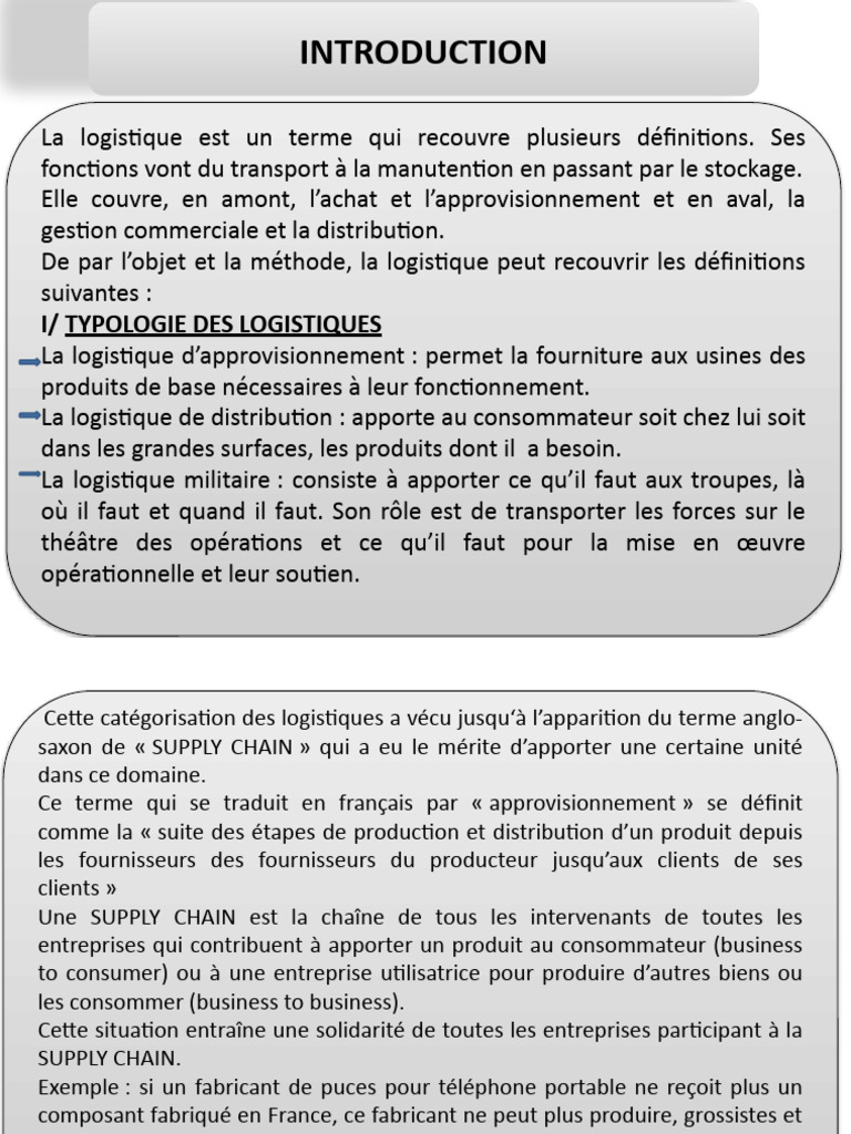 Cours de Logistique l2 Chap 1 | PDF | Transport | Logistique