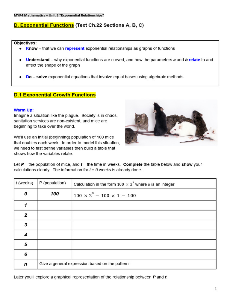 D. Exponential Functionsy | PDF | Exponential Function | Function ...
