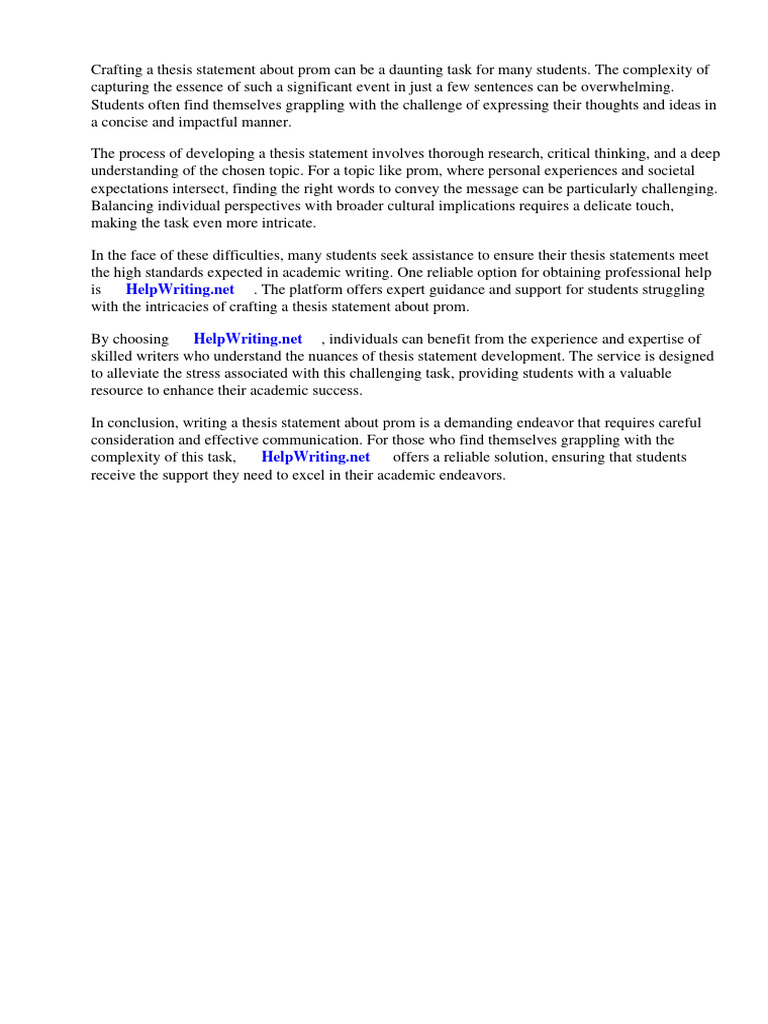 Thesis Statement About Prom | PDF | Essays | Thesis