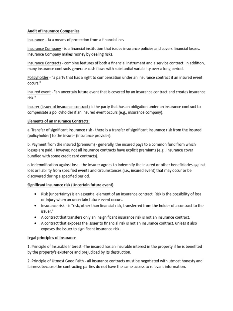 Insurance Companies Audit Overview | PDF | Insurance | Insurance Policy