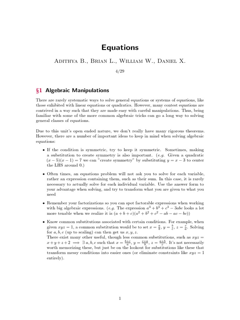 Equations | PDF | Factorization | Polynomial