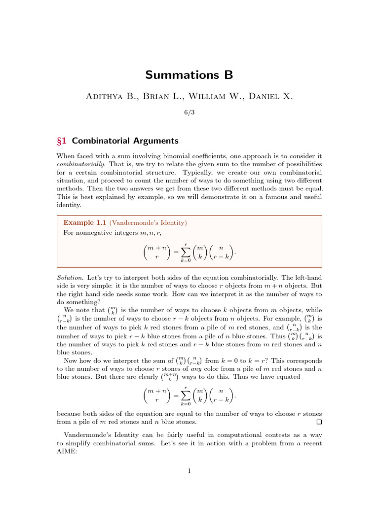 Summations B | Download Free PDF | Summation | Discrete Mathematics
