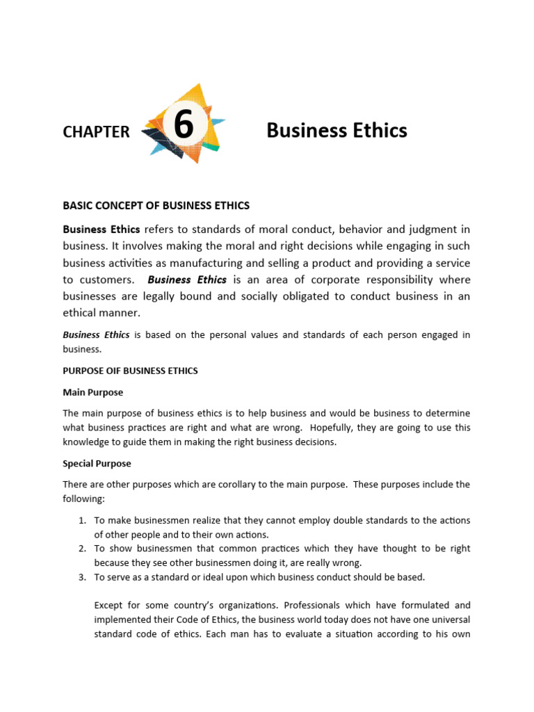 CHAPTER 6 Business Ethics | PDF | Business Ethics