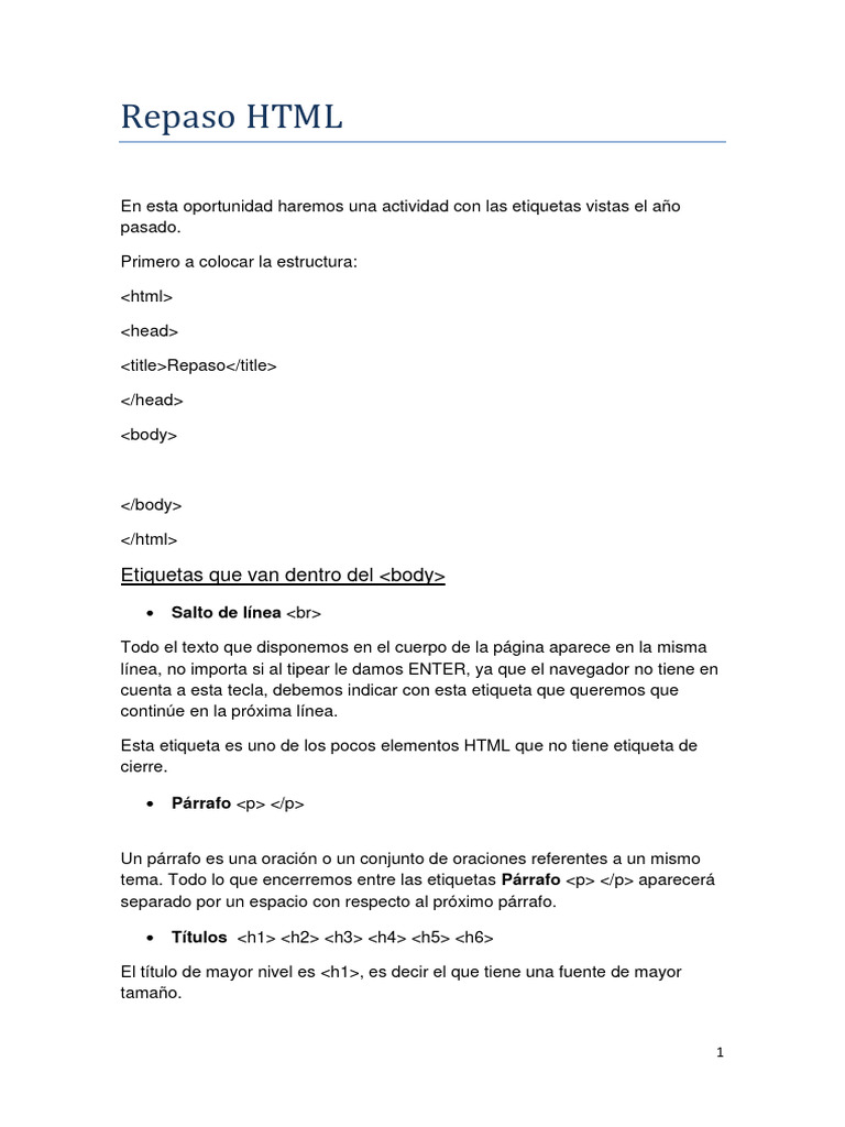 Repaso HTML | PDF | HTML | Red mundial