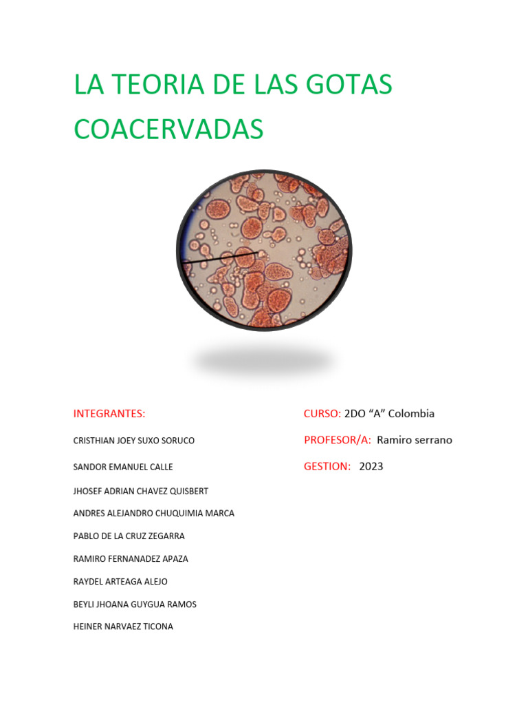 Teoría de Oparin: Coacervados y Vida | PDF | Química | Naturaleza