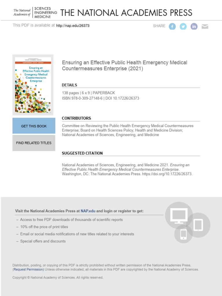 Ensuring An Effective Public Health Emergency Medical Countermeasures ...