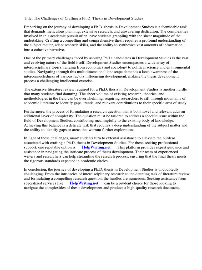 PHD Thesis Development Studies | PDF | Thesis | Expert