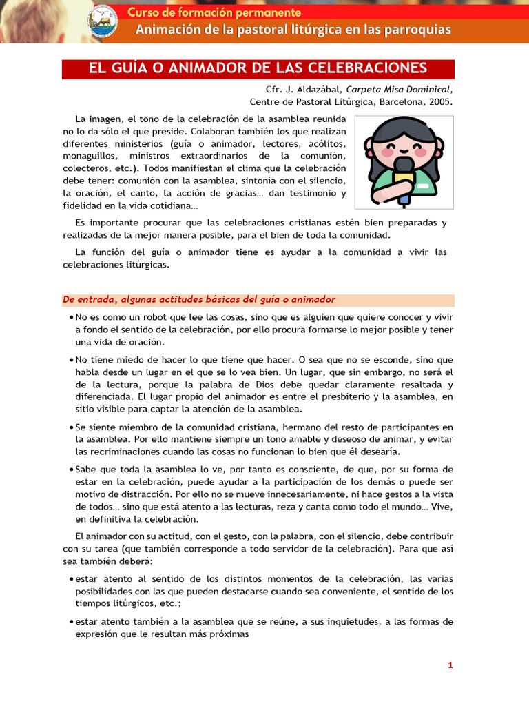 El Guia o Animador Apunte | PDF | Misa (liturgia) | Adoración Cristiana Y Liturgia