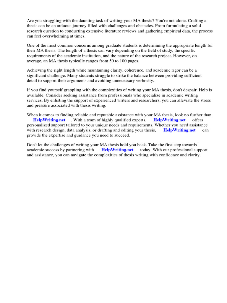 Average Ma Thesis Length | PDF | Thesis | Doctor Of Philosophy