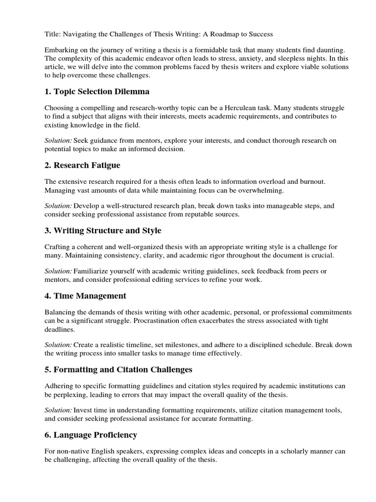 Thesis Problems And Solutions Download Free Pdf Thesis Essays