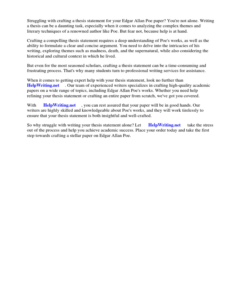 Thesis Statement Examples For Edgar Allan Poe | PDF | Edgar Allan Poe ...