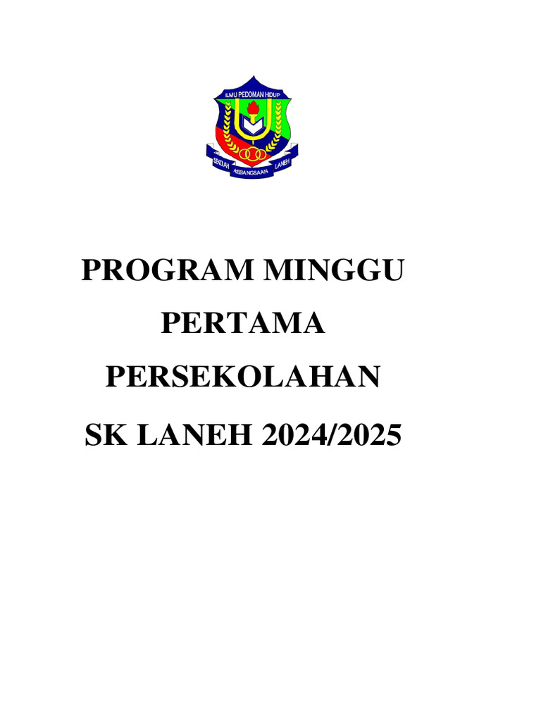 Program Minggu Pertama Persekolahan 20242025 | PDF
