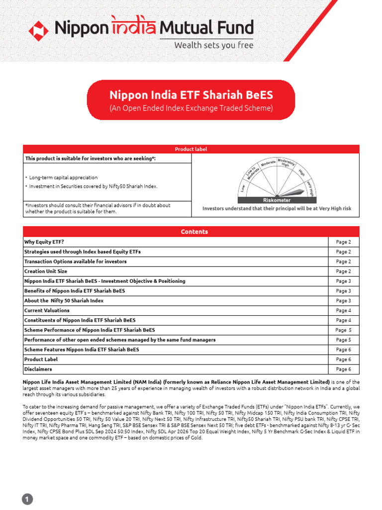 NipponIndia ETF Shariah BeES Aug 2021 | PDF | Exchange Traded Fund | Investment Fund