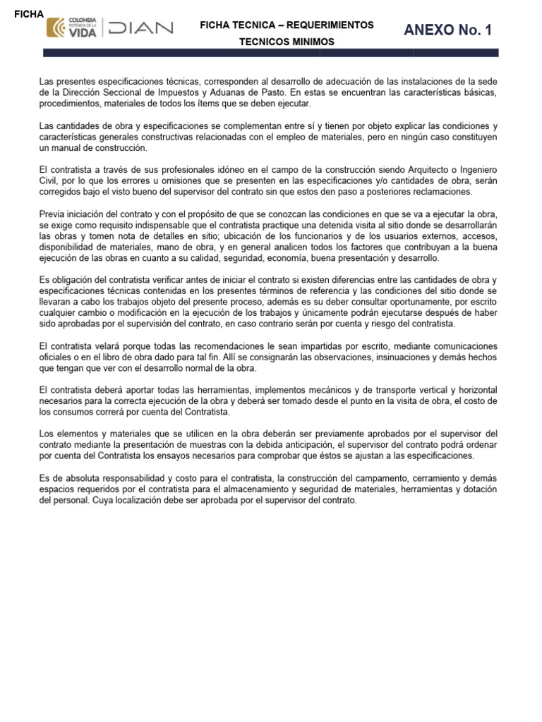 ANEXO_No._1B_Ficha_Tecnica_-Requerimientos_Técnicos_Mínimos[1] | PDF ...