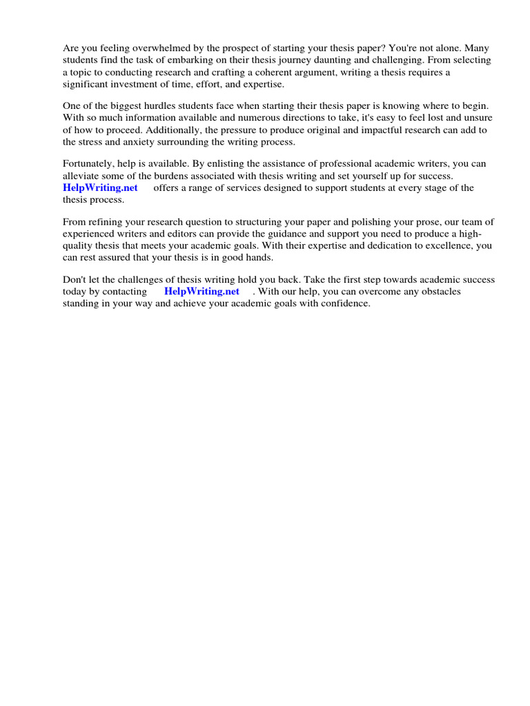 How to Start My Thesis Paper | PDF