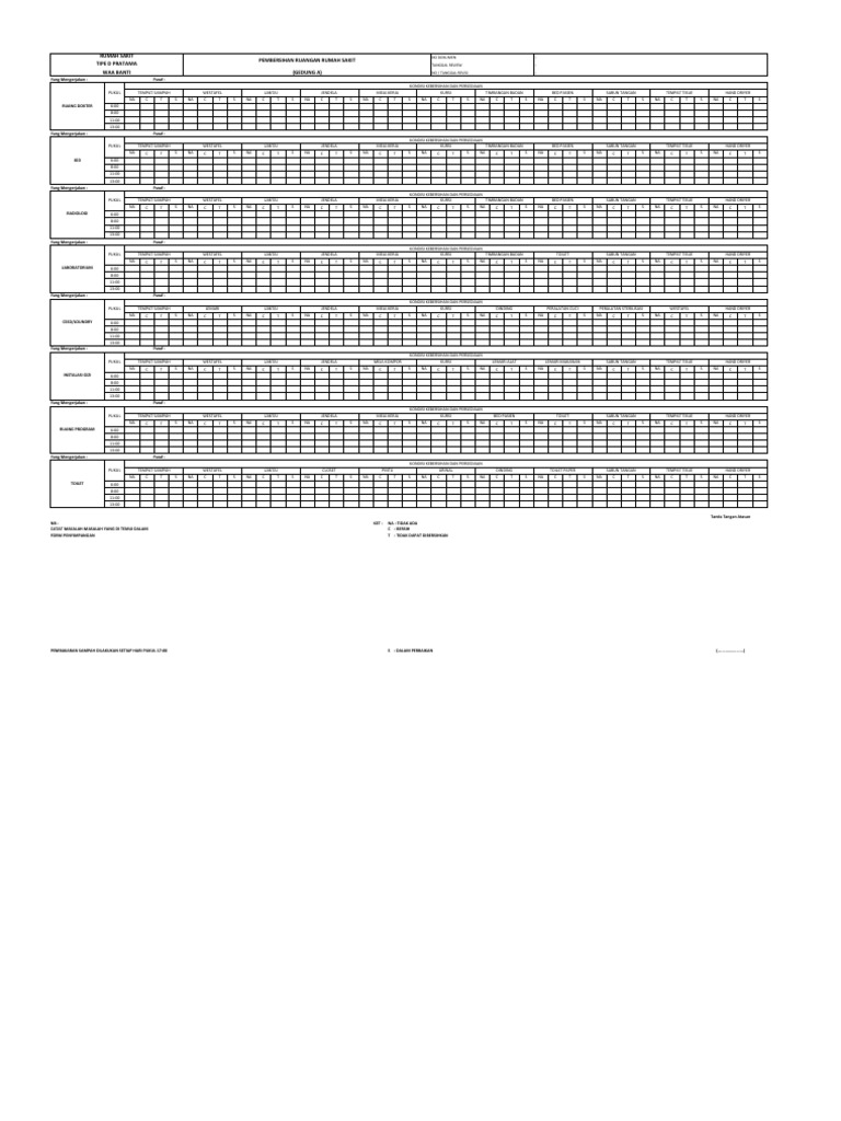 Checklist Kebersihan Rs | PDF