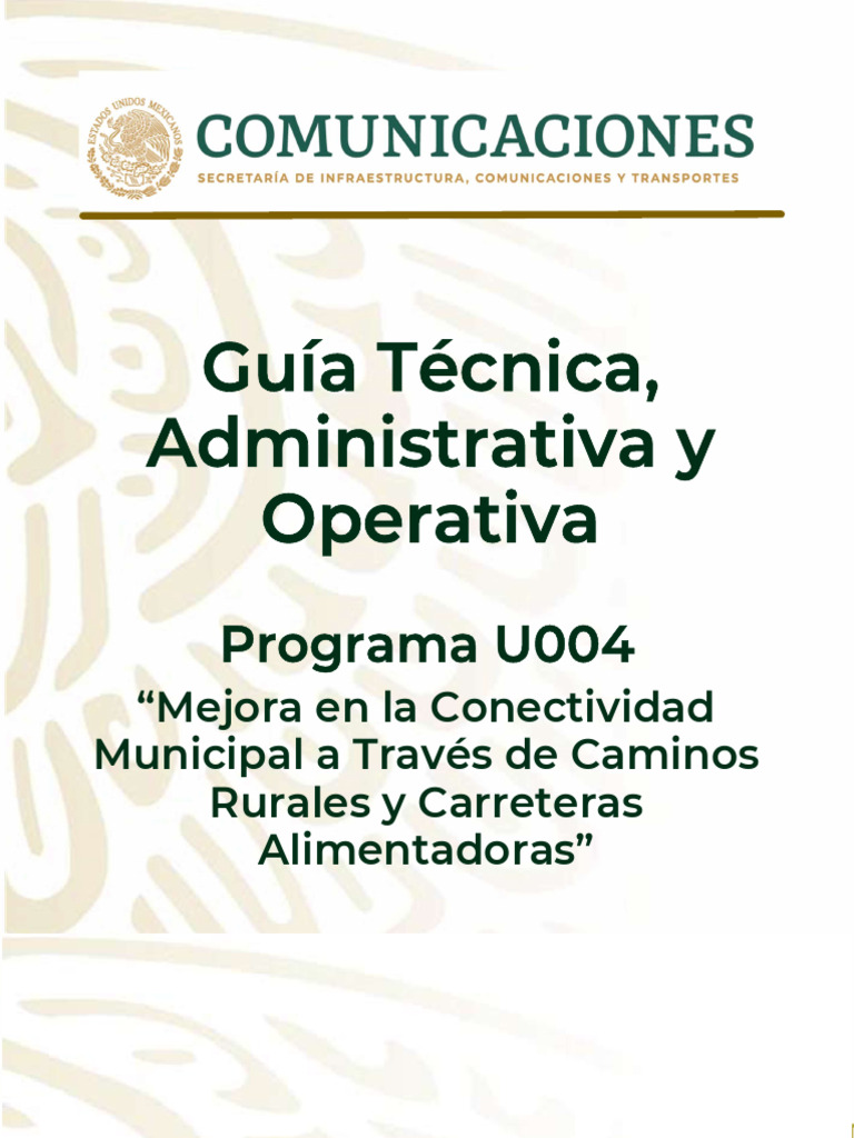 Guia Tecnica Cabeceras U004 01-01-22 | PDF | Presupuesto | México