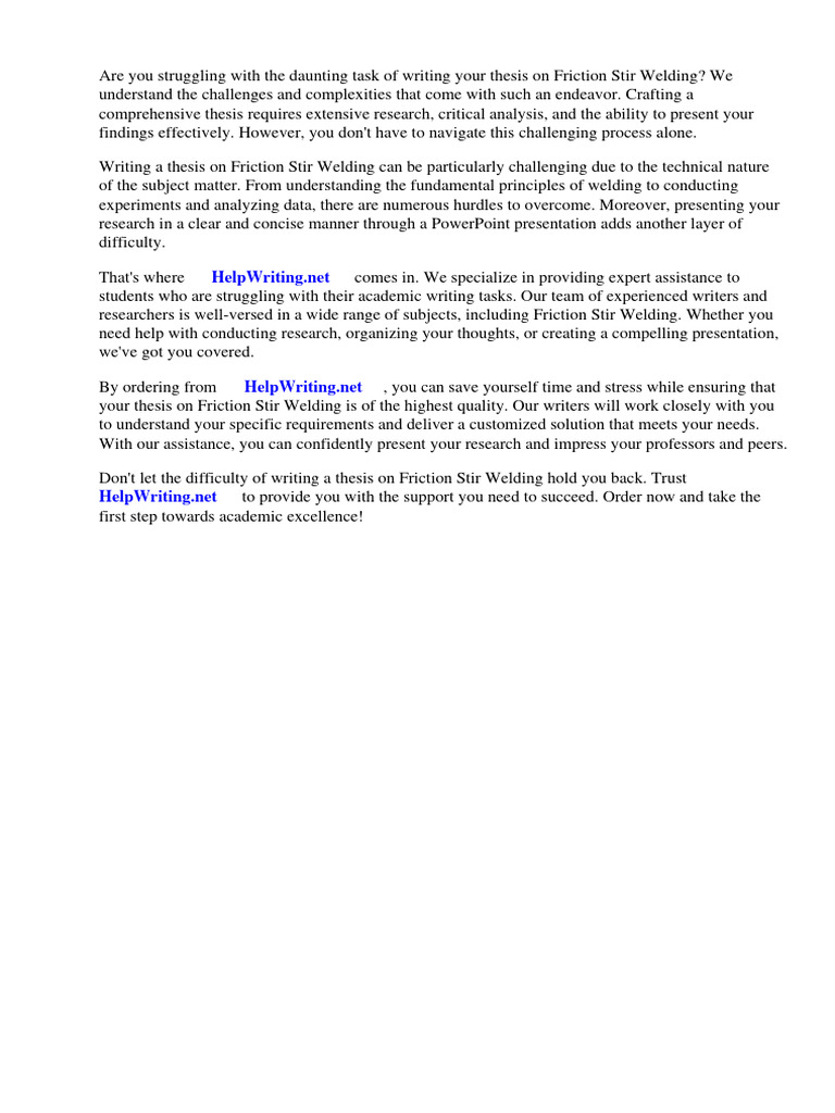 Friction Stir Welding Thesis | PDF | Welding | Construction