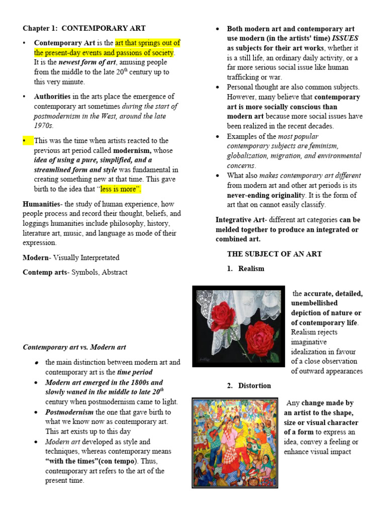 Chapter 1 Contemp Arts 1 | PDF