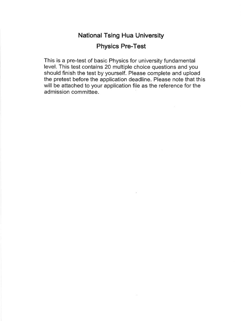 Physics Pretest | PDF