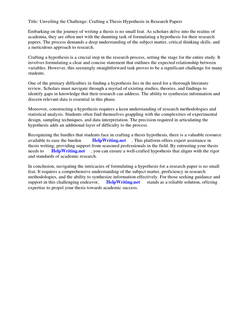 How To Find A Hypothesis in A Research Paper | PDF | Hypothesis ...