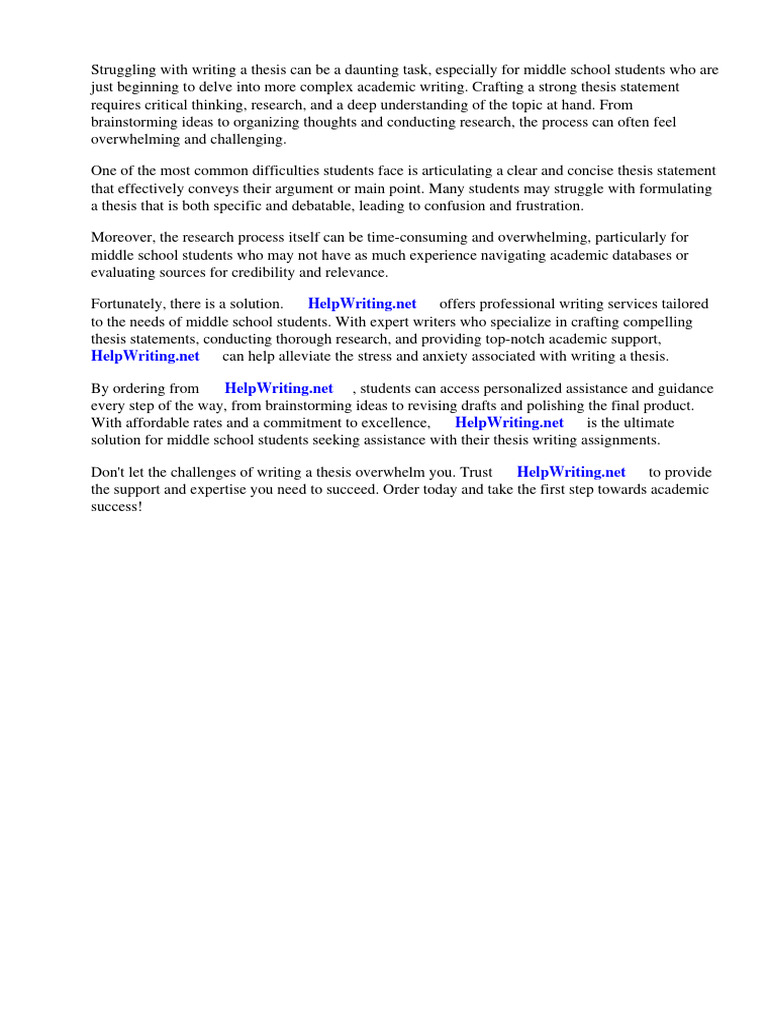 Examples of Good Thesis Statements Middle School | PDF | Essays | Thesis