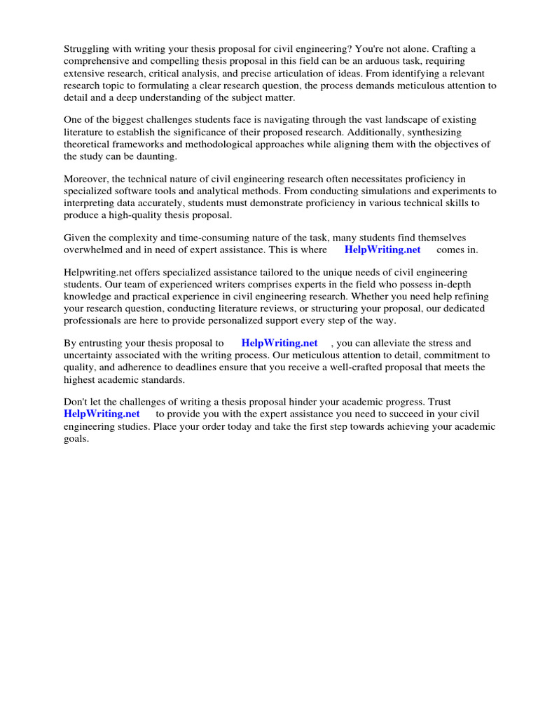 Thesis Proposal For Civil Engineering Students | PDF | Engineering | Methodology