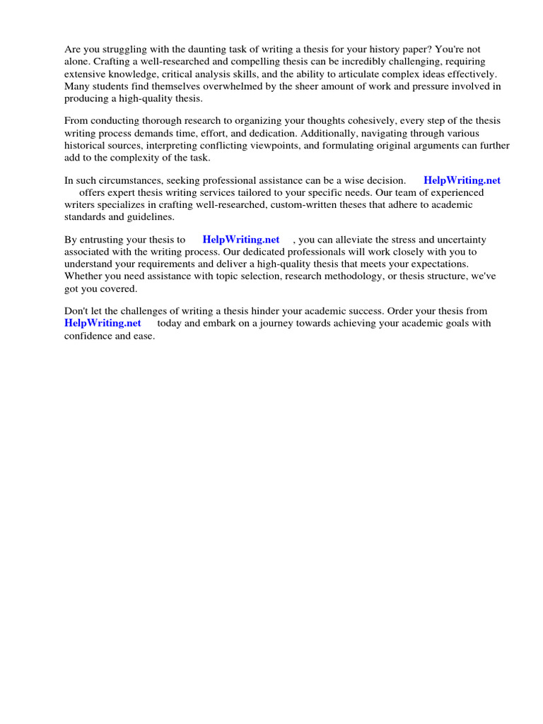 Sample Thesis For History Paper | PDF | Essays | Thesis