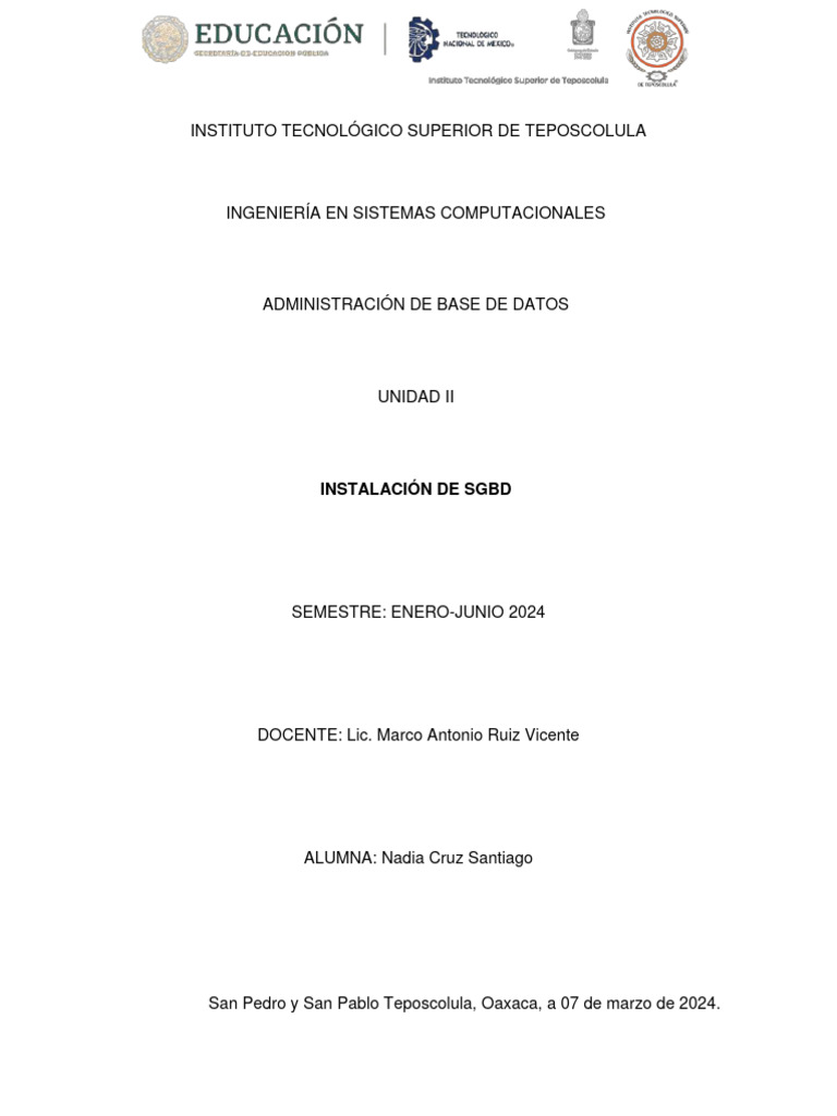 Instalación de SGBD | Descargar gratis PDF | Mi sql | Postgre Sql