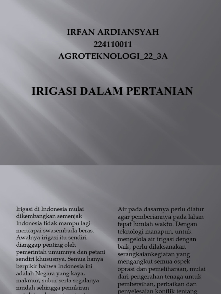 IRIGAsi Dalam Pertanian IRFAN | PDF