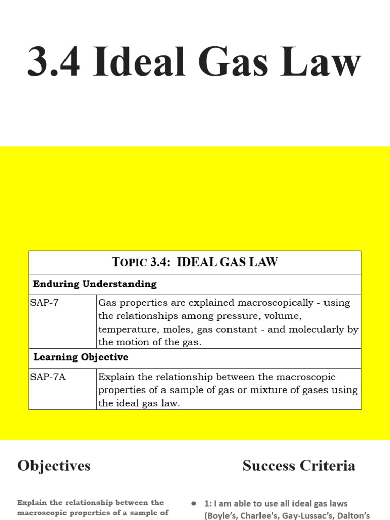 3.4 Ideal Gas Law | PDF | Gases | Temperature