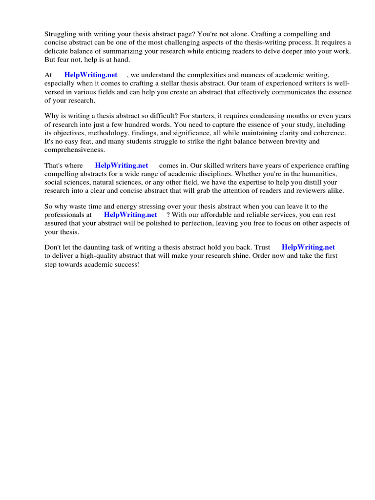 Example Thesis Abstract Page Pdf Thesis Abstract Summary