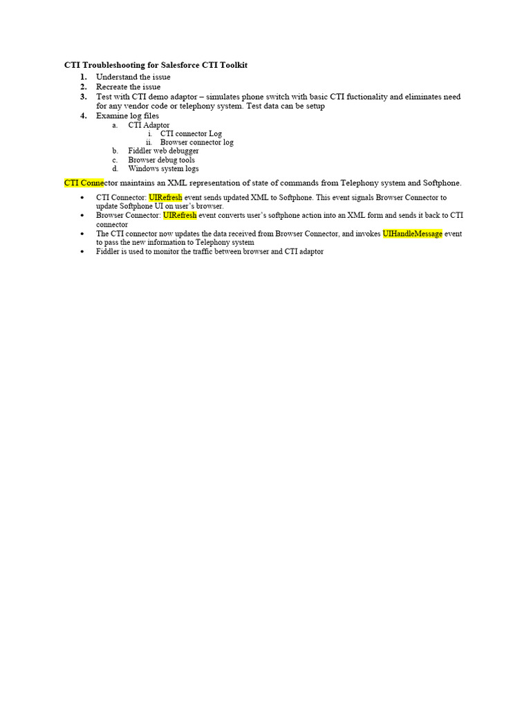 CTI Troubleshooting For Salesforce CTI Toolkit | PDF