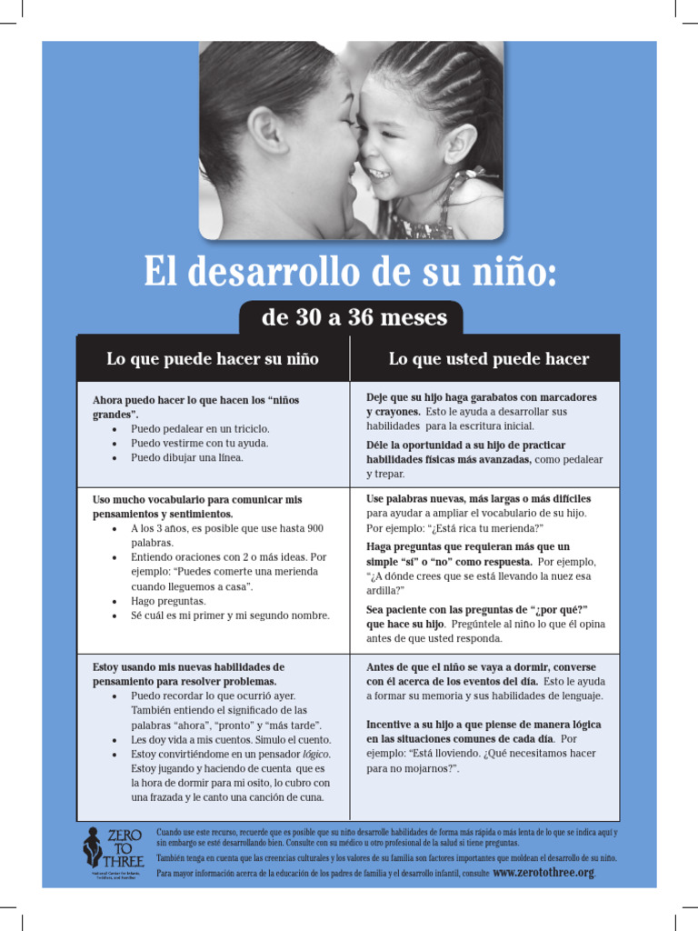 Desarrollo infantil: 30 a 36 meses | PDF