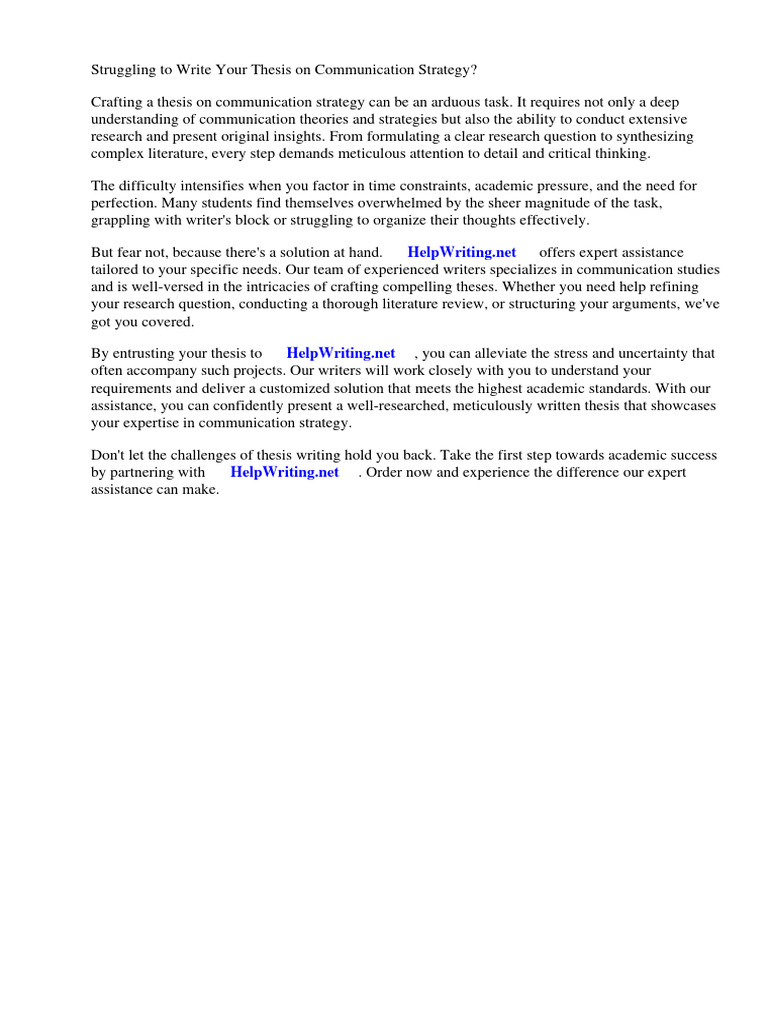 Thesis On Communication Strategy | PDF | Marketing Communications | Strategic Management