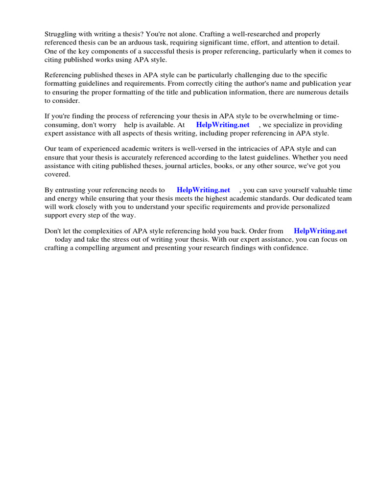 Referencing Published Thesis Apa Style | PDF | Apa Style | Citation