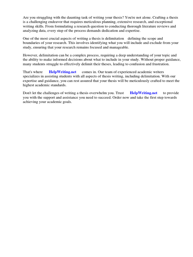 Thesis Delimitation Sample | PDF