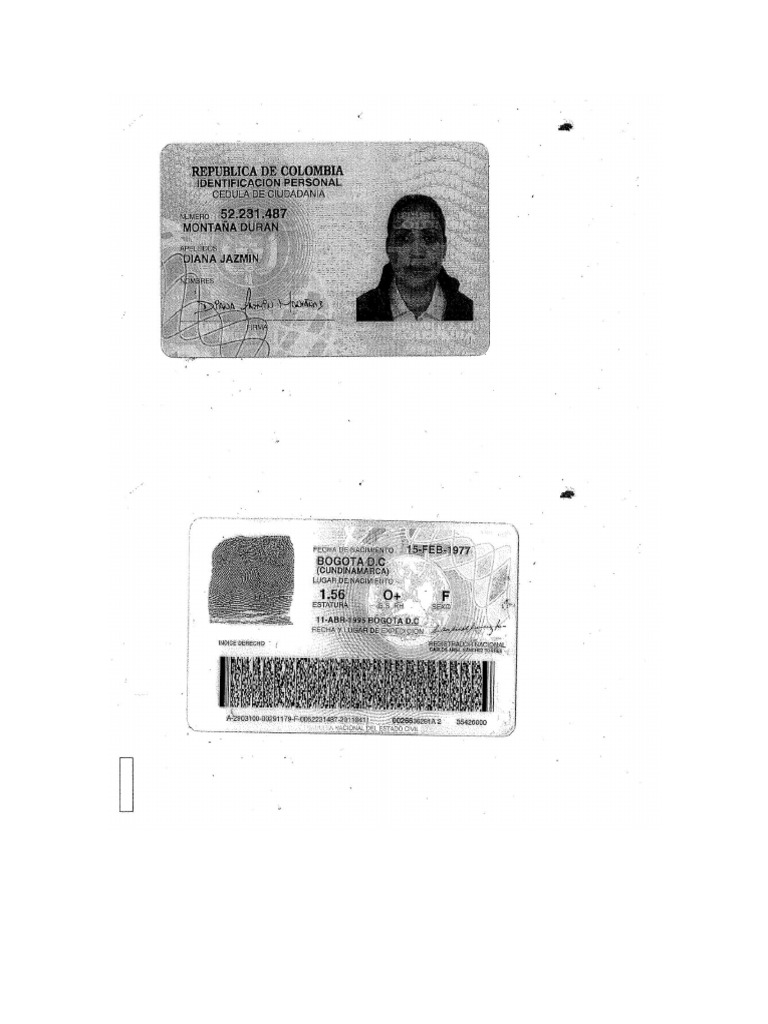 Cedula Diana Jazmin Montaña Duran | PDF