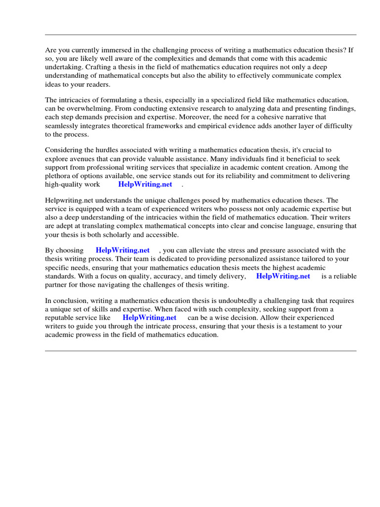 Mathematics Education Thesis Sample | PDF | Thesis | Mathematics